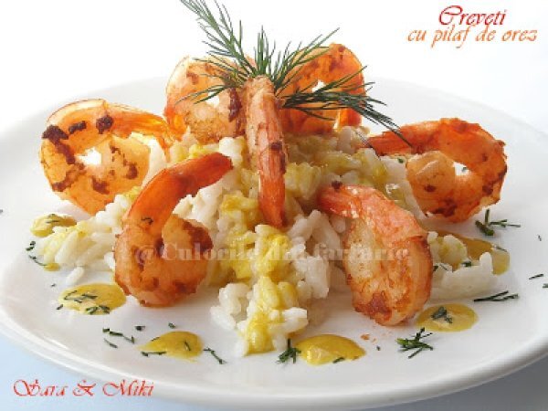 Rețetă de creveti cu pilaf de orez