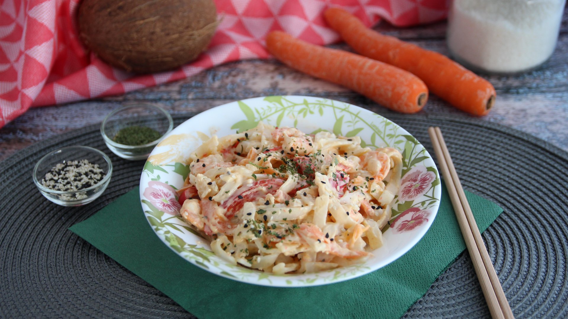 Rețetă taitei de orez cu creveți și lapte de cocos